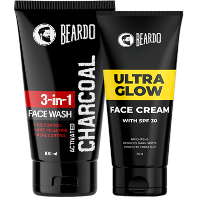 Beardo Combo - Ultra Glow Face Cream 60g and Activated Charcoal Face ...