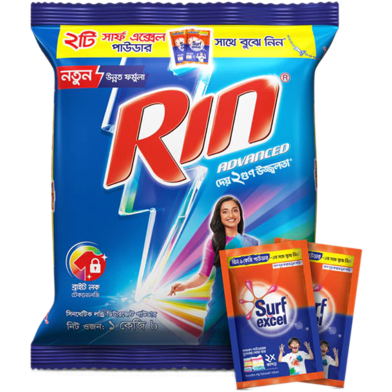 Rin Advanced Detergent Powder (2pcs 70gm Surf Excel Free) -1kg ...