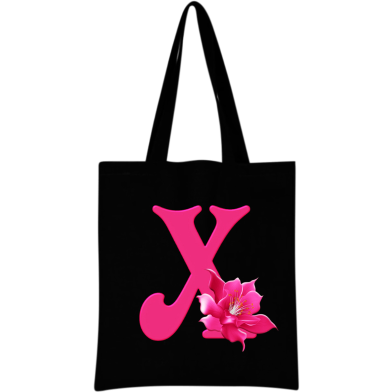 X -Alphabet Flower Canvas Tote Shoulder Bag With Zipper : null ...